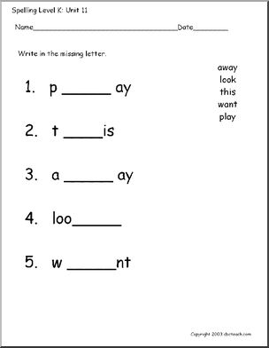 Spelling Level K, unit 7 – Abcteach