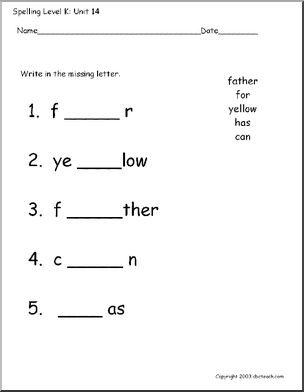Spelling Level K, unit 15 – Abcteach