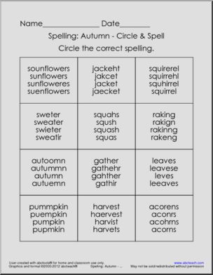 Spelling: May (primary) – Abcteach