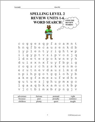 Spelling Level 2, unit 7 (review units 1-6) – Abcteach