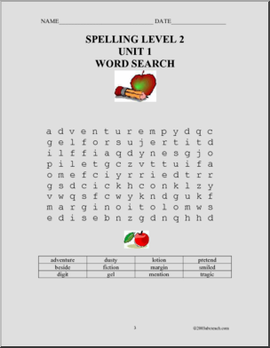 Spelling Level 2, unit 3 – word strips (elementary) – Abcteach