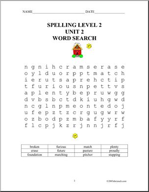 Spelling Level 2, Unit 2 – word posters (elementary) – Abcteach