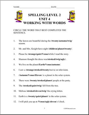 Spelling Level 2, unit 4 (elementary) – Abcteach