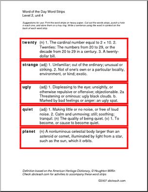Spelling Level 2, unit 4 – word strips (elementary) – Abcteach