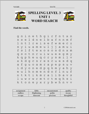 Level 3 Spelling Unit, set 1 (middle/high school) – Abcteach
