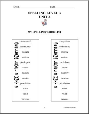 Spelling Level 3, unit 3 (middle/high school) – Abcteach