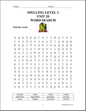3rd Grade Spelling Unit, set 20 – Abcteach