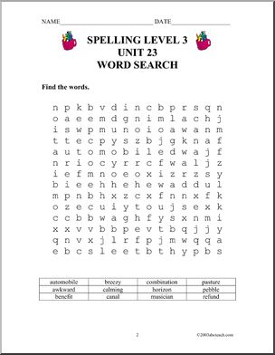 3rd Grade Spelling Unit, set 26 – Abcteach