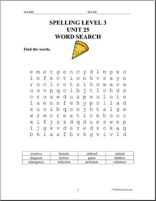 3rd Grade Spelling Unit, set 22 – Abcteach