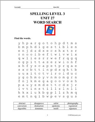 3rd Grade Spelling Unit, set 26 – Abcteach