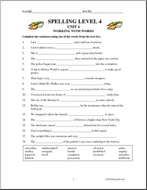 Spelling Level 4, unit 5 (high school-adult) – Abcteach