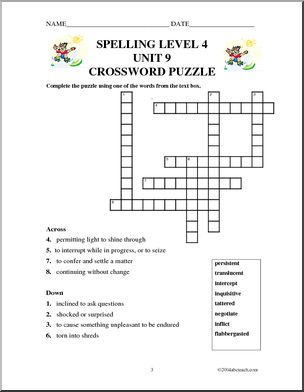 Spelling Level 4, unit 10 (high school-adult) – Abcteach