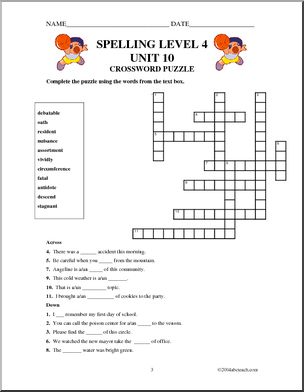 Spelling Level 4, unit 10 (high school-adult) – Abcteach
