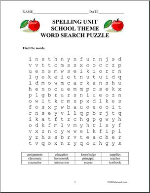 School (elementary) Spelling – Abcteach