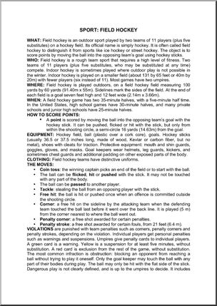 Rules of the Game: Field Hockey – Abcteach