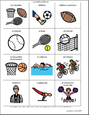 Spanish: Poster de vocabulario: Los deportes (elementaria) – Abcteach
