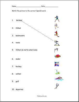 Matching: Sports (Spanish) – Abcteach