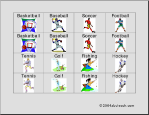 Memory Game: Sports – Abcteach