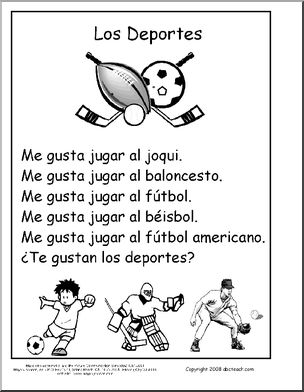 Spanish: Vocabulario – Deportes (primaria) – Abcteach