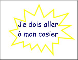 French: Yellow border. 14 posters with common classroom expressions ...