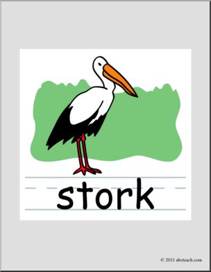 Clip Art: Basic Words: Stork Color (poster) – Abcteach