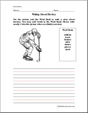 Flashcards: Sports – Ice Hockey (b/w) – Abcteach
