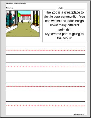 Special Needs: Writing; Story Starters “Visiting the Zoo” (elem) – Abcteach