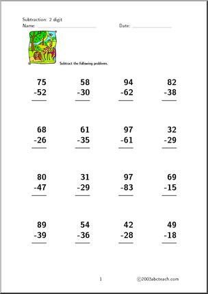 Subtraction – 2 digits (set 3) Clip Art – Abcteach