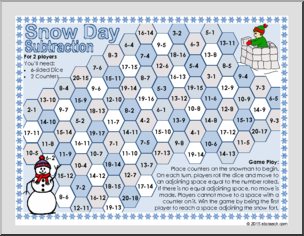 Math Game: Winter Snow Day – Subtraction – Abcteach