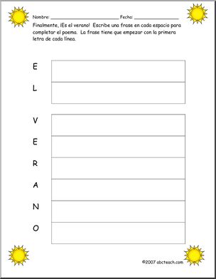 Spanish: Un poema de verano (elementary) – Abcteach