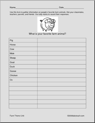 Favorite Farm Animal Survey – Abcteach