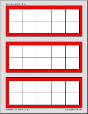 Ten Frame Set with Markers – Circus Theme (PreK-2) Math – Abcteach