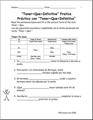 Spanish: Spanish 1 – ExplicaciÃ›n de “Tener que” (secundaria) – Abcteach
