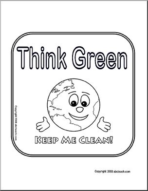 Sign: Think Green – Keep our water clean. – Abcteach