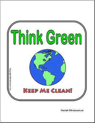 Sign: Think Green – Recycle – Abcteach