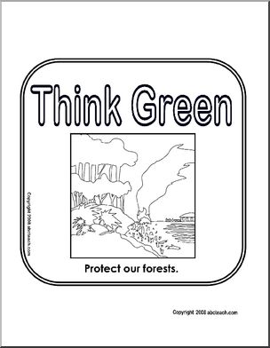 Sign: Think Green – Save Our Resources – Abcteach