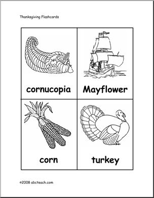 Flashcards: Thanksgiving (b/w) – Abcteach
