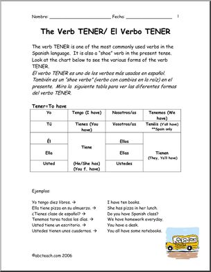 Spanish: Spanish 1 – ExplicaciÃ›n de “Tener” (secundaria) – Abcteach