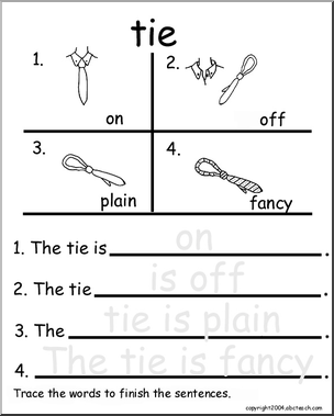 Beginning Writing Practice, Set 15a – trace (tie) – Abcteach