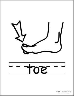 Clip Art: Basic Words: Toe B&W (poster) – Abcteach