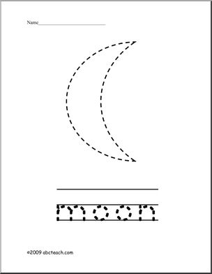 Trace and Color: Shape – Moon – Abcteach