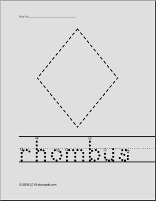 Trace and Color: Shape – Rhombus – Abcteach