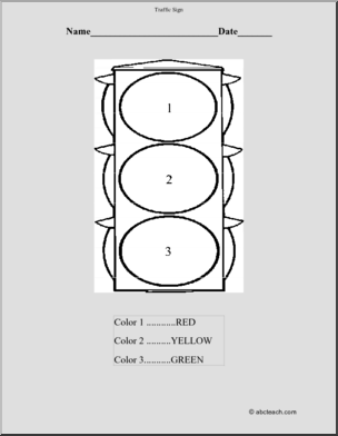 Color By Number: Traffic Signal – Abcteach