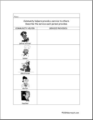 Community Helpers (primary/elementary) -color version – Abcteach