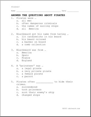 Pirates! (elementary/upper elementary) Unit – Abcteach