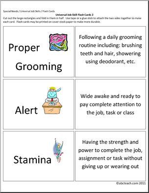 Universal Job Skills Flash Cards 1-15 (Special Needs) – Abcteach