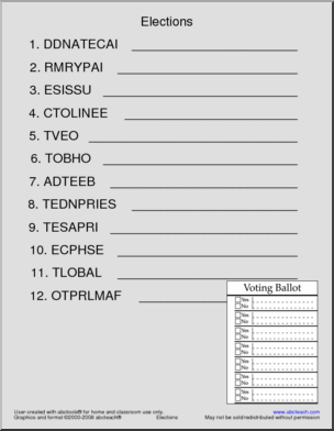 Coloring Page: Election – Symbols – Abcteach