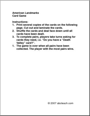 Matching Game: U.S. Landmarks (elem) – Abcteach