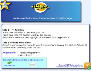 Interactive: Notebook: Phonics: Letter “V” (Match) – Abcteach