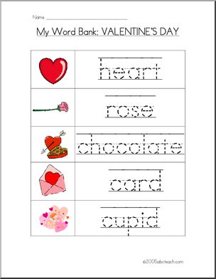 Vocabulary: Valentine’s Day (primary) – Abcteach